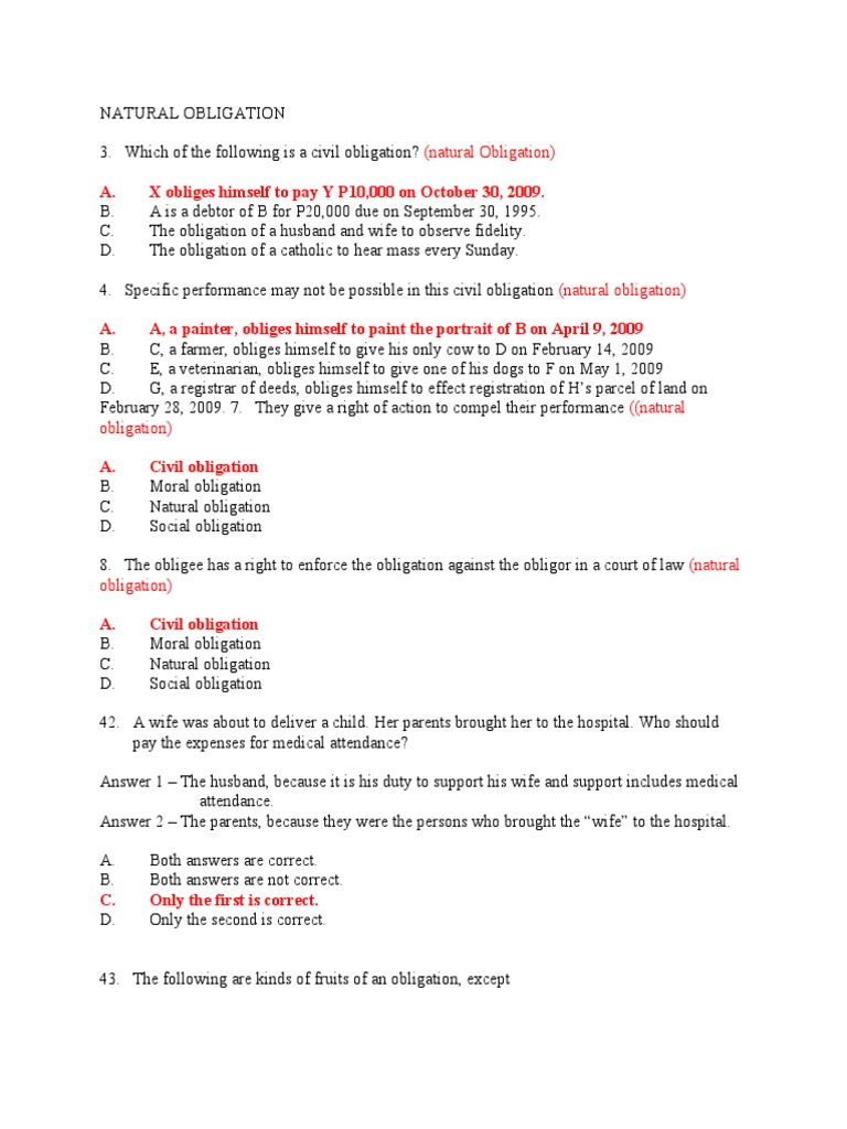 (Natural Obligation) : A. X Obliges Himself To Pay Y P10,000 On October ...