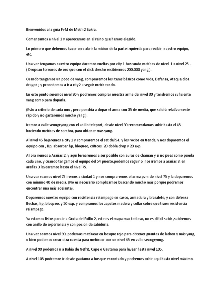 Metin2 Bakra Guia PVM | PDF | Arsenal | Ocio