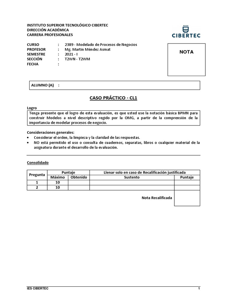 CP1 (2389) Modelado de Proceso de Negocios - 2021 - 1 T2WN - T2WM | PDF ...