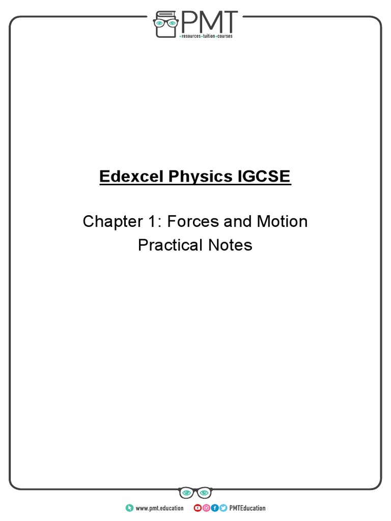 Edexcel Physics IGCSE: Chapter 1: Forces and Motion Practical Notes ...