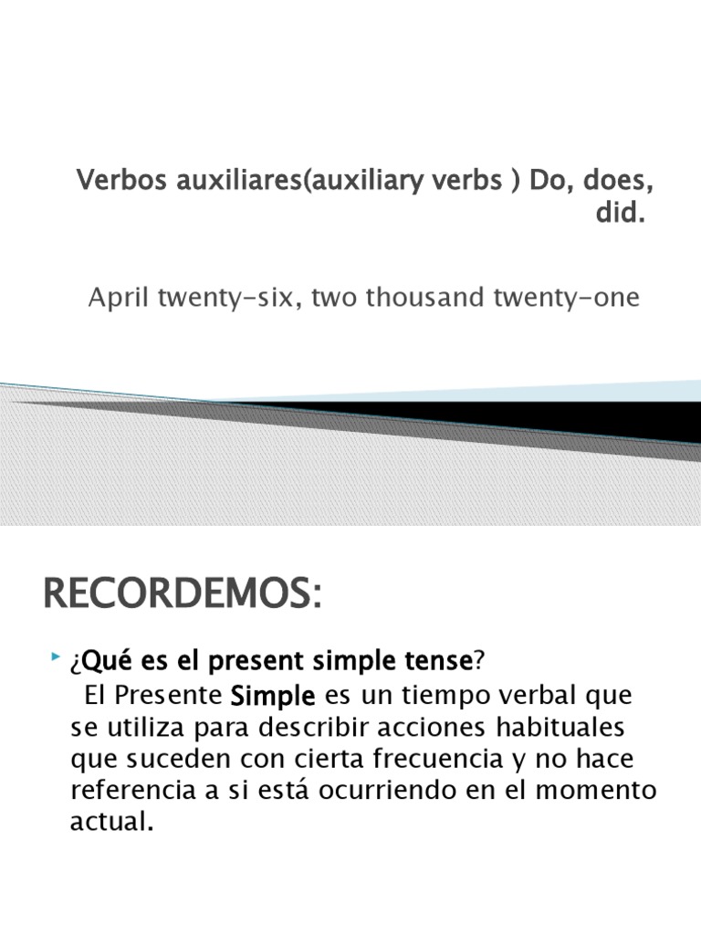 Verbos Auxiliares Do, Does, Did | PDF