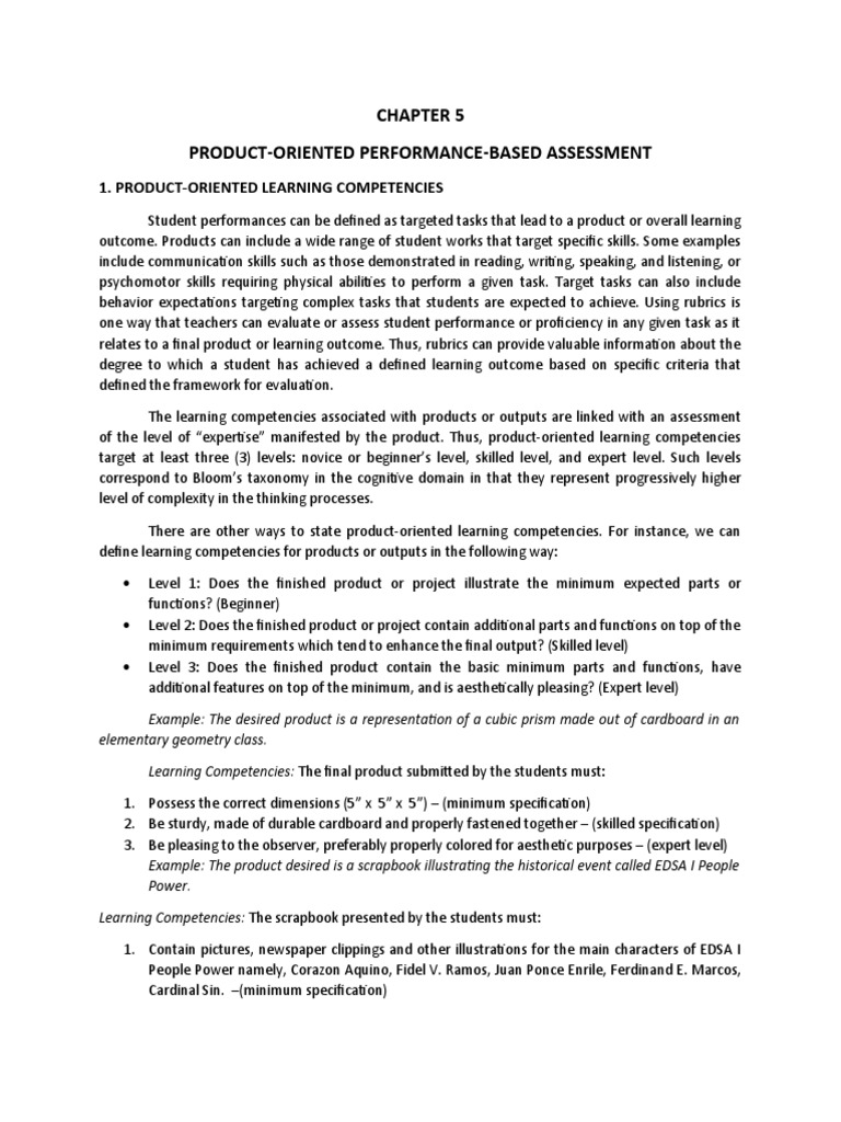 Chapter 5 Product Oriented Performance Based Assessment | PDF ...