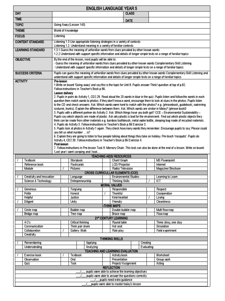 Sample English Year 5 PDF Question English Language
