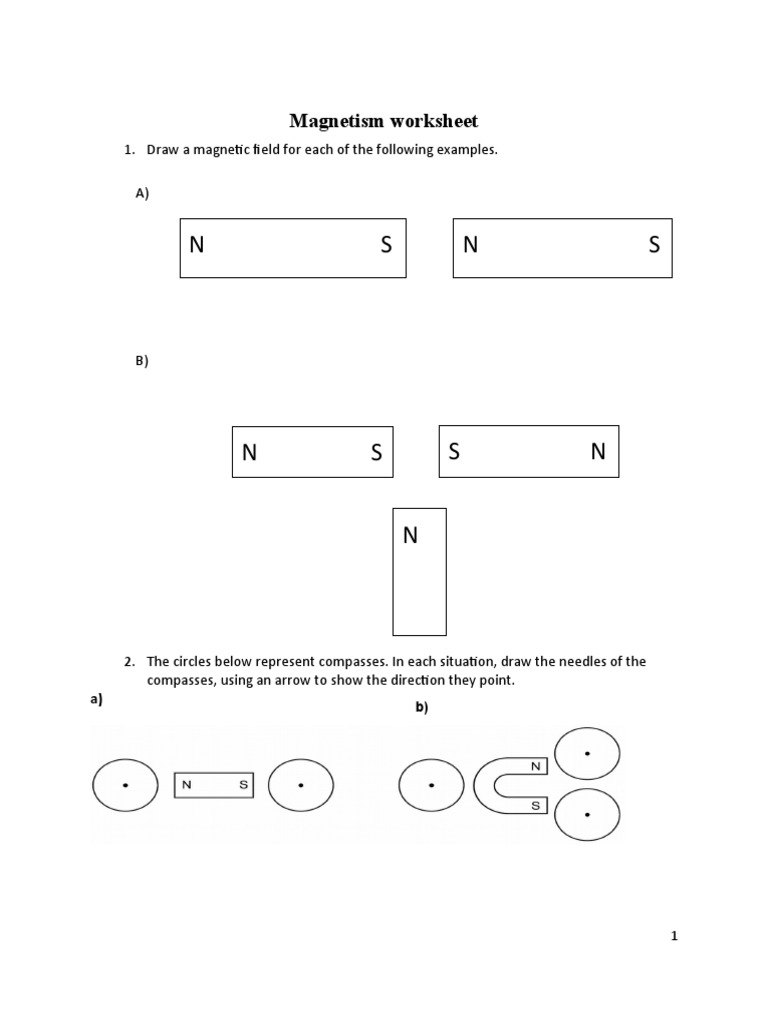 Magnetic Field Worksheet | PDF | Compass | Magnetic Field
