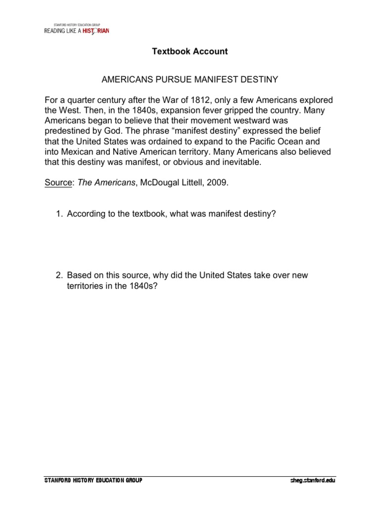 Manifest Destiny Student Materials | PDF | The United States | Unrest