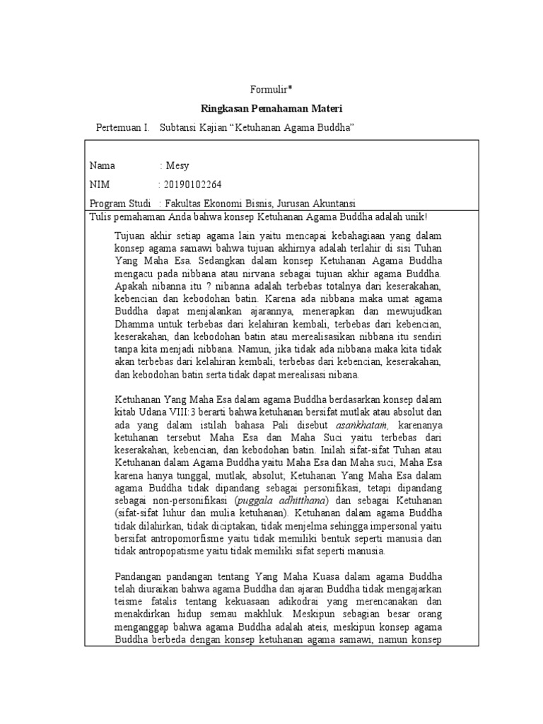 Konsep Ketuhanan Agama Buddha | PDF