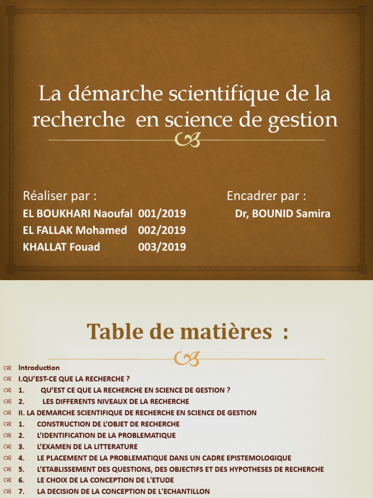 1-La Démarche Scientifique de La Recherche en Science de Gestion | PDF ...