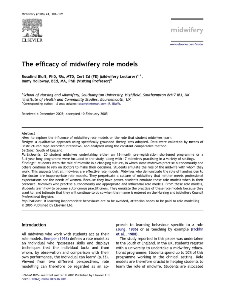 The Efficacy of Midwifery Role Models | PDF | Midwife | Midwifery