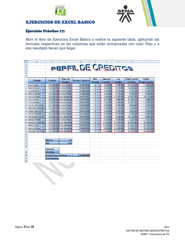 Ejerc Excel 17 | PDF