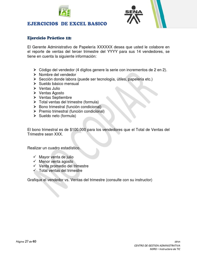 Ejerc Excel 10 | PDF