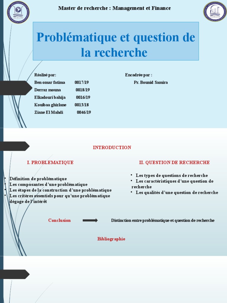 7-Problématique-Et-Question-De-La-Recherche PPT FINAAL | PDF | Science ...
