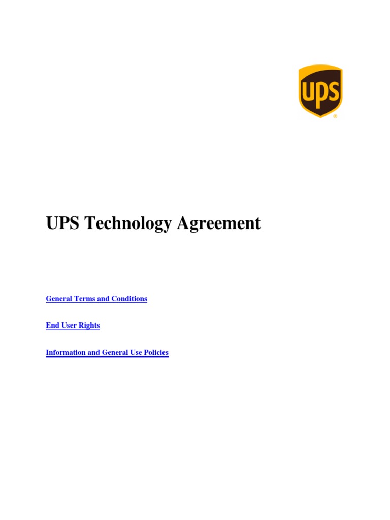 UPS Technology Agreement: General Terms and Conditions | PDF | Damages ...