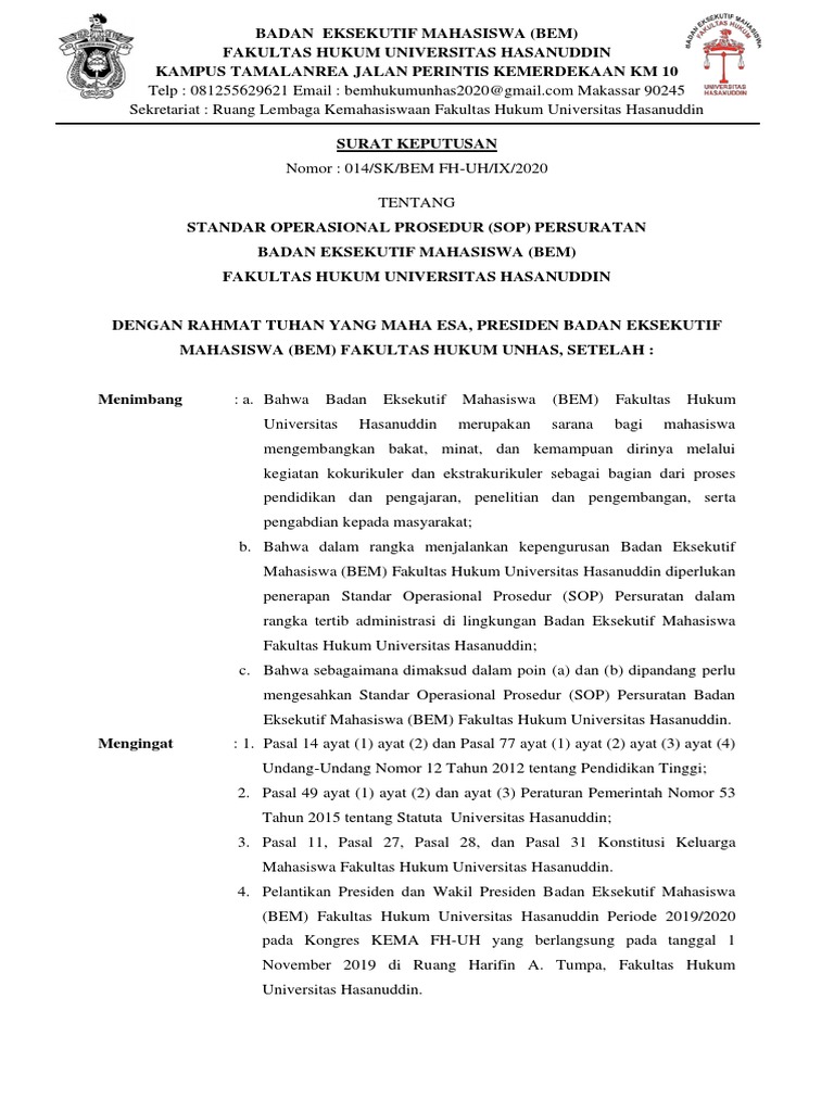 014 SK Sop Persuratan Bem Fh-Uh | PDF