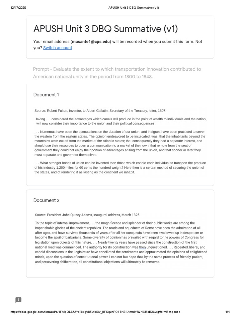 APUSH Unit 3 DBQ Summative (v1) | PDF | Innovation | The United States