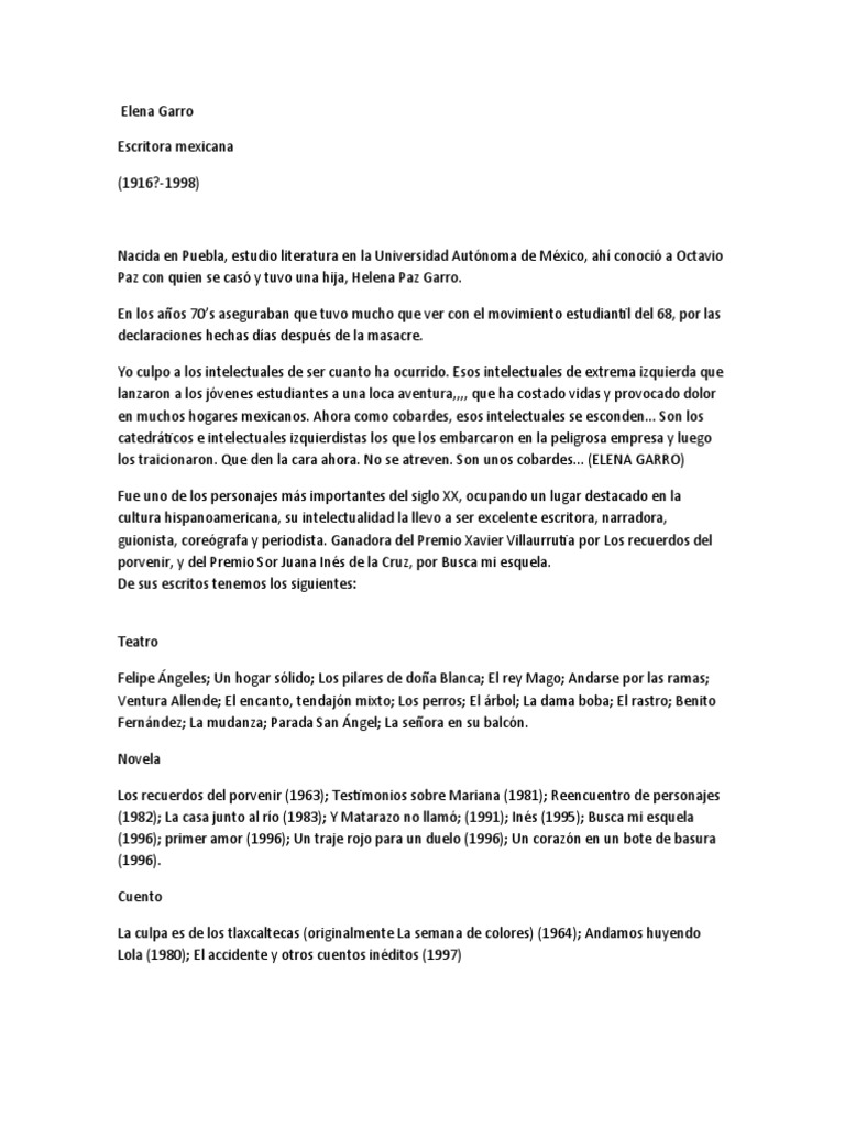 Elena Garro | PDF | Folklore Mexicano | México