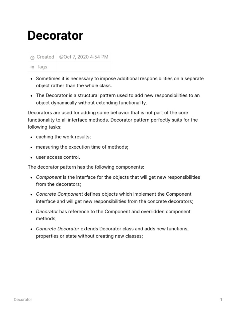 Decorator: Created Tags | PDF | Class (Computer Programming) | Method (Computer Programming)