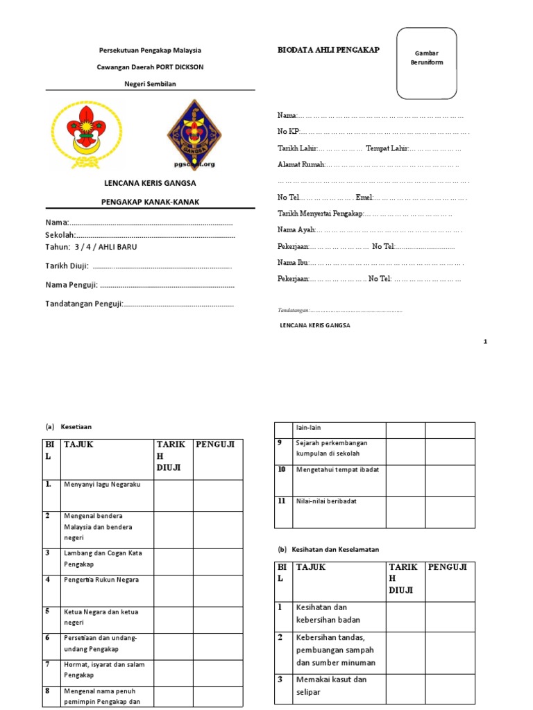 Modul Lencana Keris Gangsa 2018 | PDF