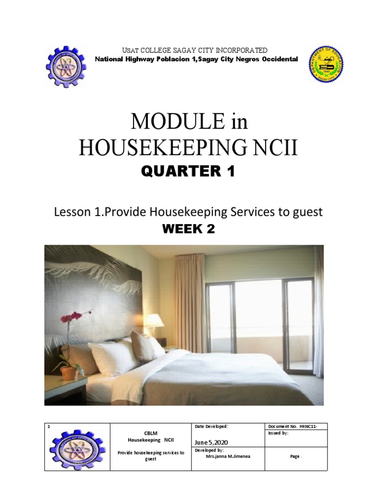 Module in Housekeeping Ncii: Quarter 1 | PDF | Bed | Bedroom