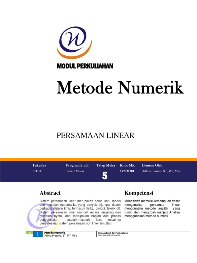 Modul 05 Metode Numerik Persamaan Linear | PDF