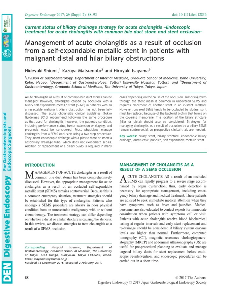 Management of Acute Cholangitis As A Result of Occlusion From A Self ...