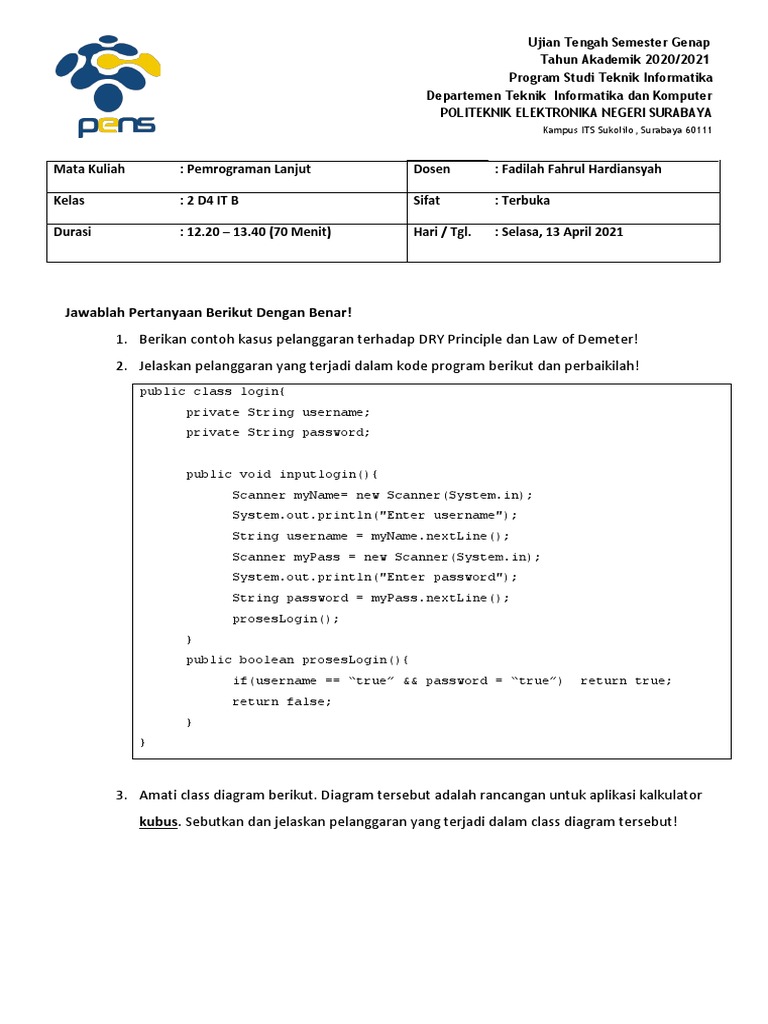 Soal UAS Pemrograman Lanjut | PDF