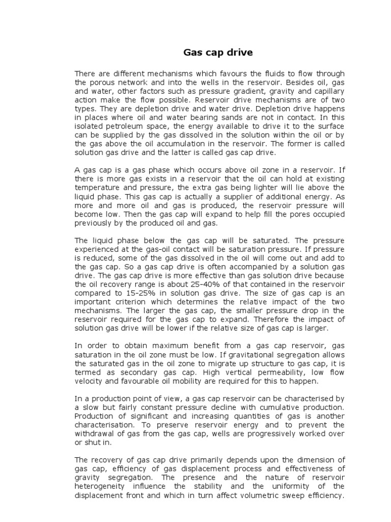 Gas Cap Drive Mechanism | PDF | Petroleum Reservoir | Petroleum