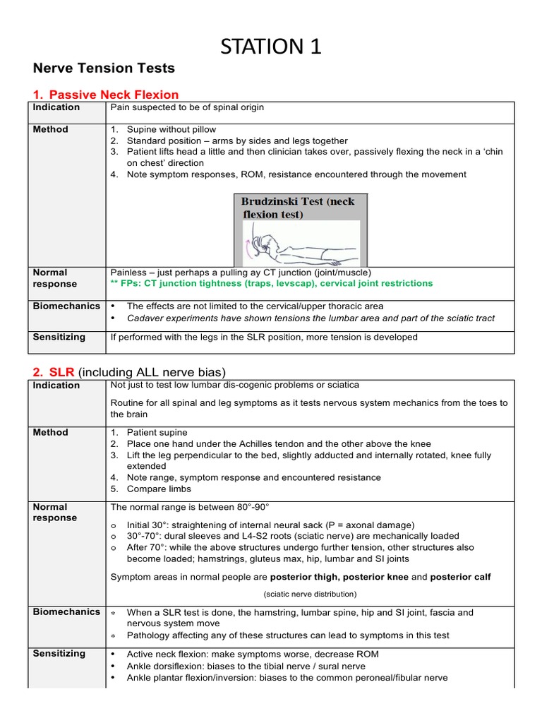 Station 1: Nerve Tension Tests | PDF | Anatomical Terms Of Motion | Elbow