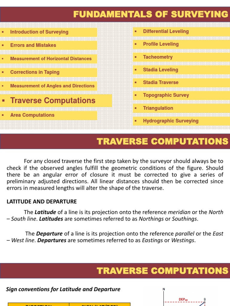 T6 - Traverse Computations PDF | PDF | Surveying | Space