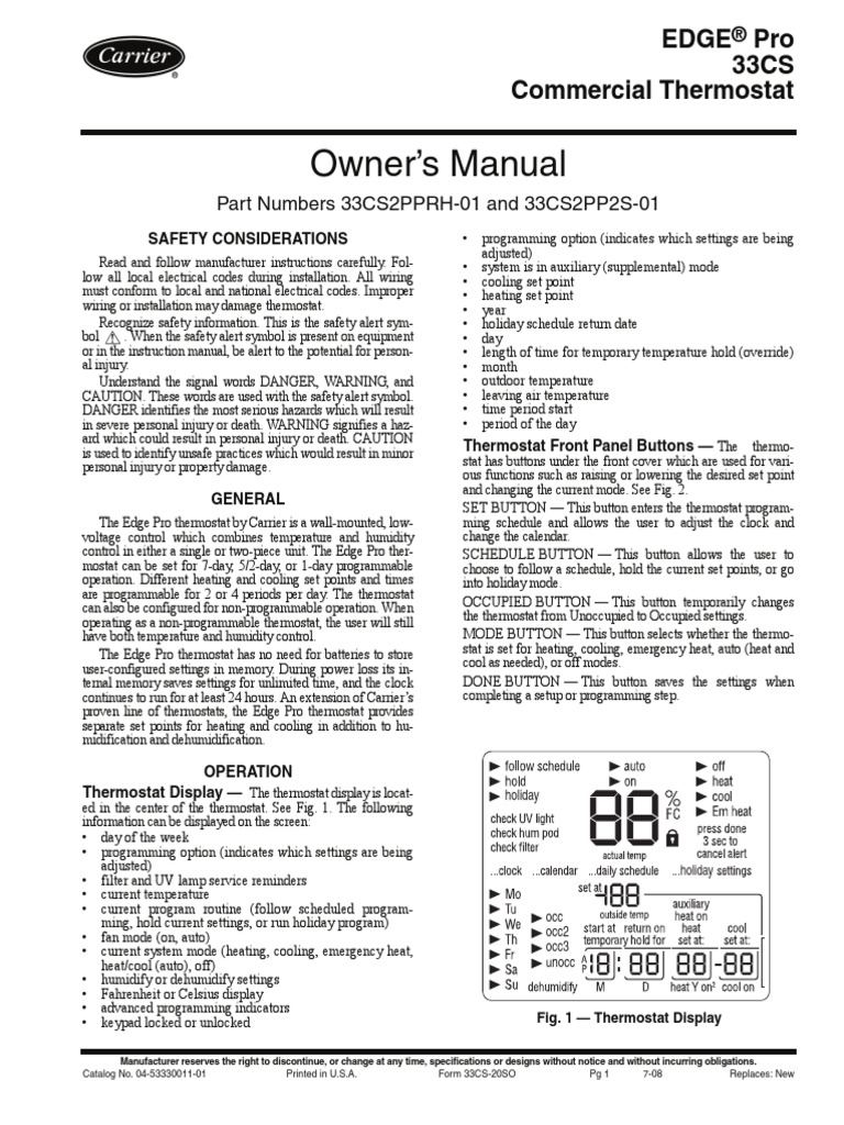 33CS2PP2S-01 Owners Manual - Ashx | PDF | Thermostat | Air Conditioning
