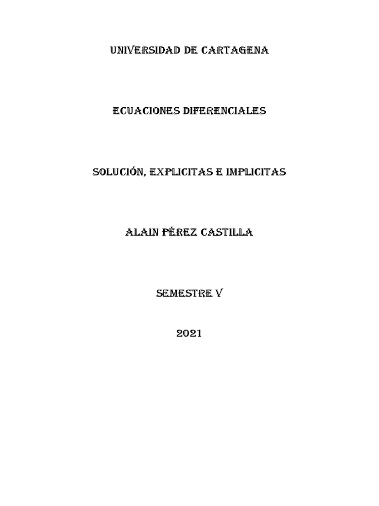 Solución, Explicita e Implicita | PDF | Función (Matemáticas ...