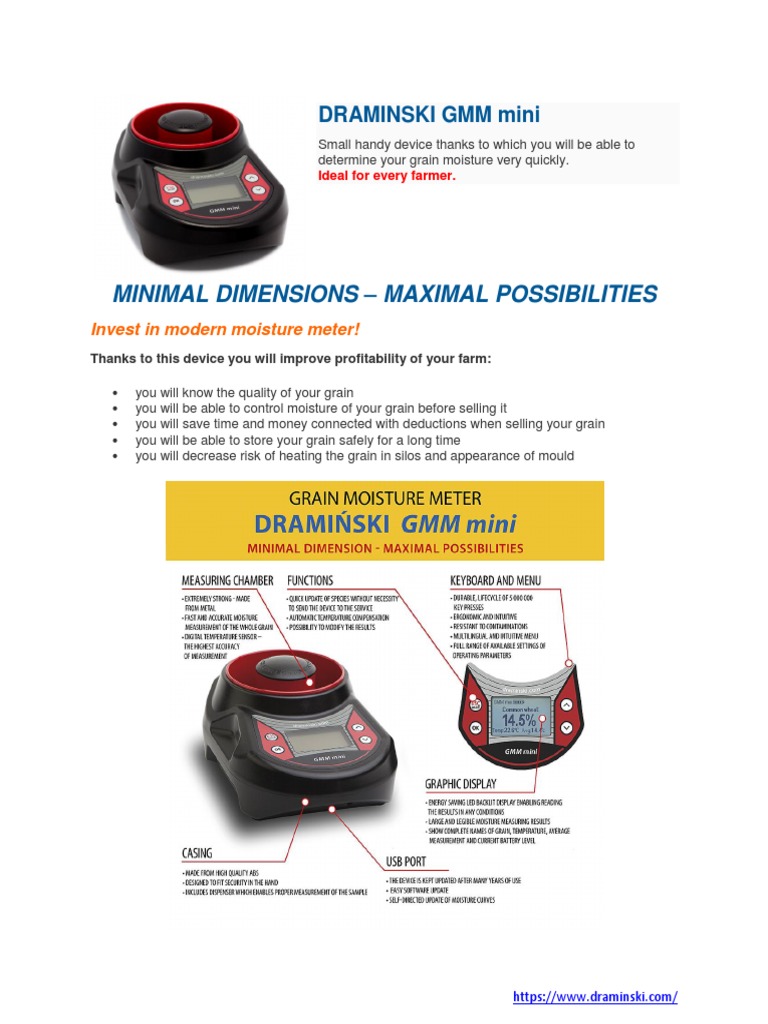DRAMINSKI GMM Mini Grain Moisture Meter | PDF | Grain | Legume