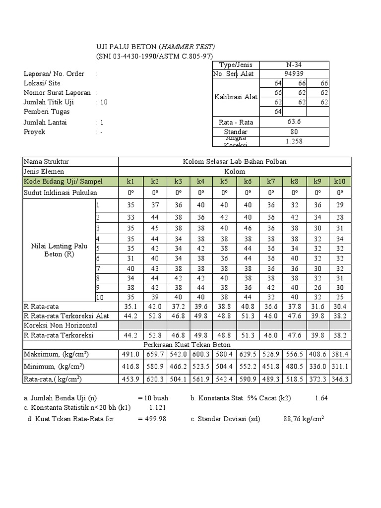 Excel Hammer Test | PDF