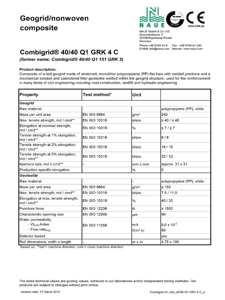 (E3) Combigrid 40'40 Q1 GRK 4 C Technical Product Data Sheets | PDF ...