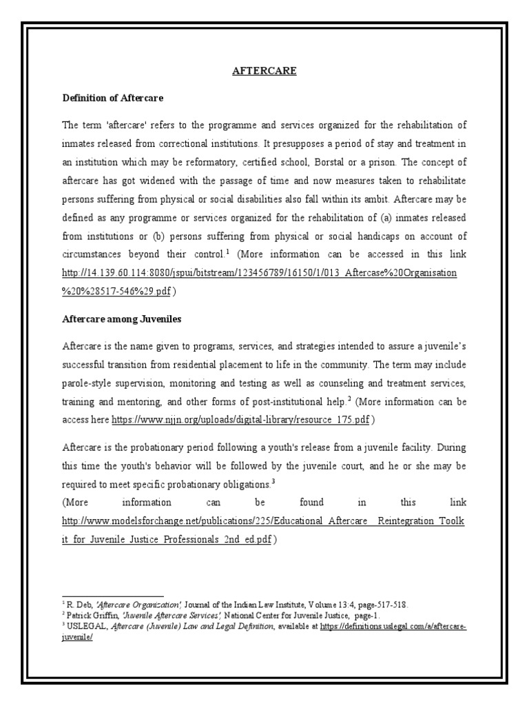 Aftercare Definition of Aftercare | PDF | Recidivism | Juvenile Delinquency