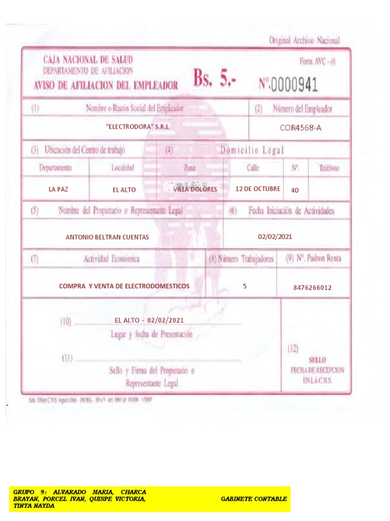 27.form. Avc-01 | PDF