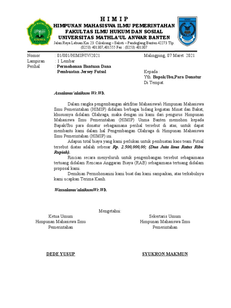 Proposal Jersey Futsal Himip | PDF