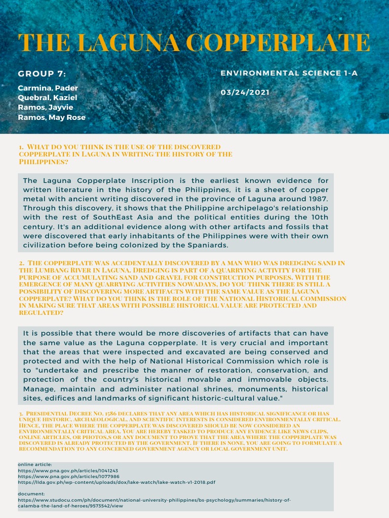 The Laguna Copperplate-Learning Activity-G7 | PDF | Philippines ...