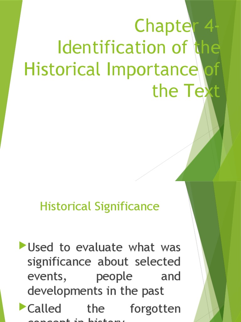 Chapter 4 Identification of Historical Importance | PDF