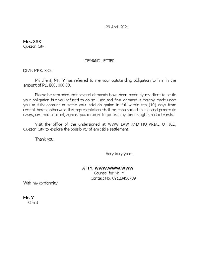 Deman Letter Sample | PDF
