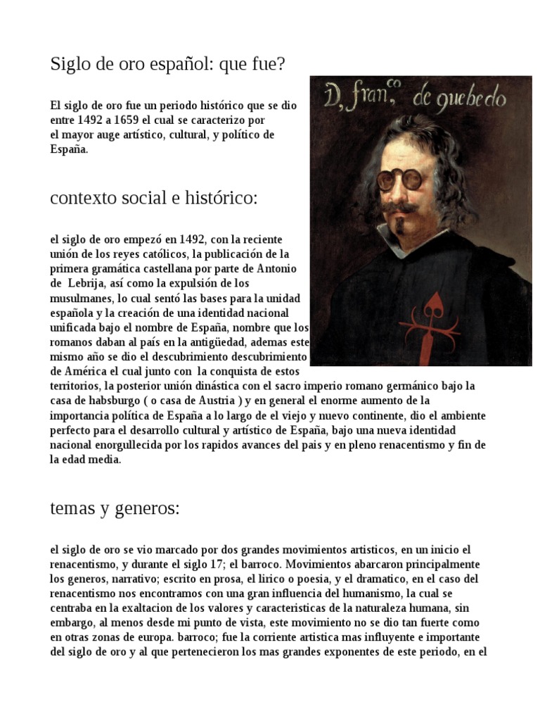 Contexto del Siglo de Oro Español | PDF | Miguel De Cervantes | España