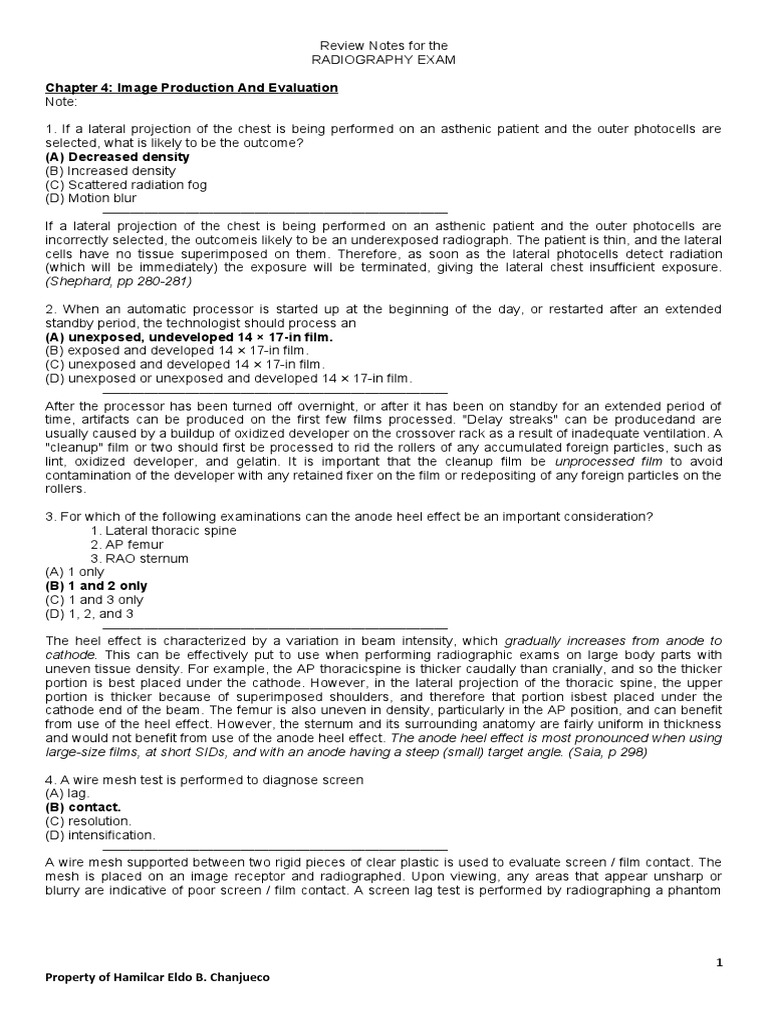Radiography Image Production and Evaluation | PDF | Radiography ...
