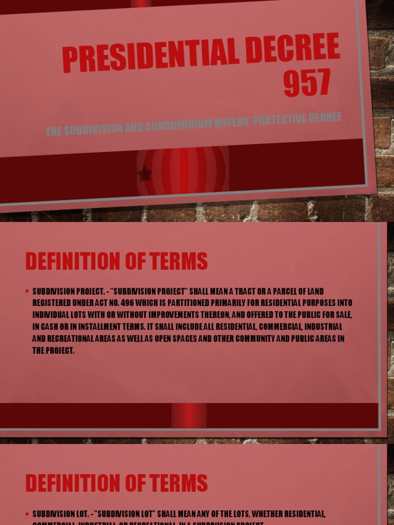 Presidential Decree 957: The Subdivision and Condom Inium Buyers ...
