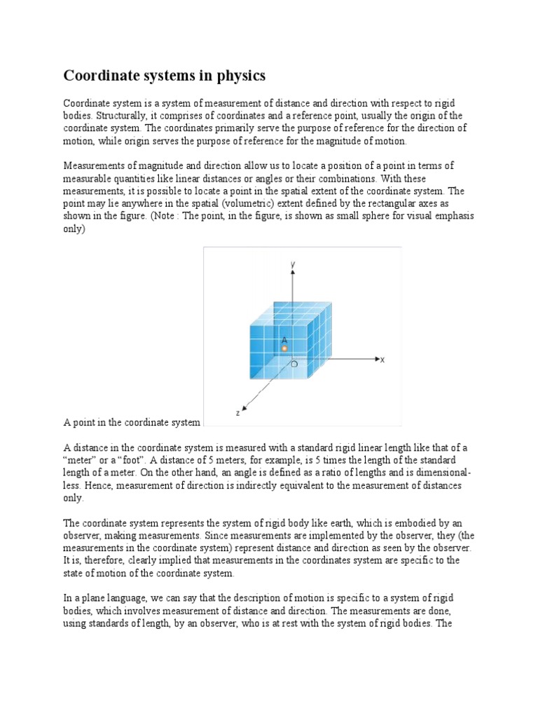 Understanding Coordinate Systems in Physics | PDF | Cartesian ...
