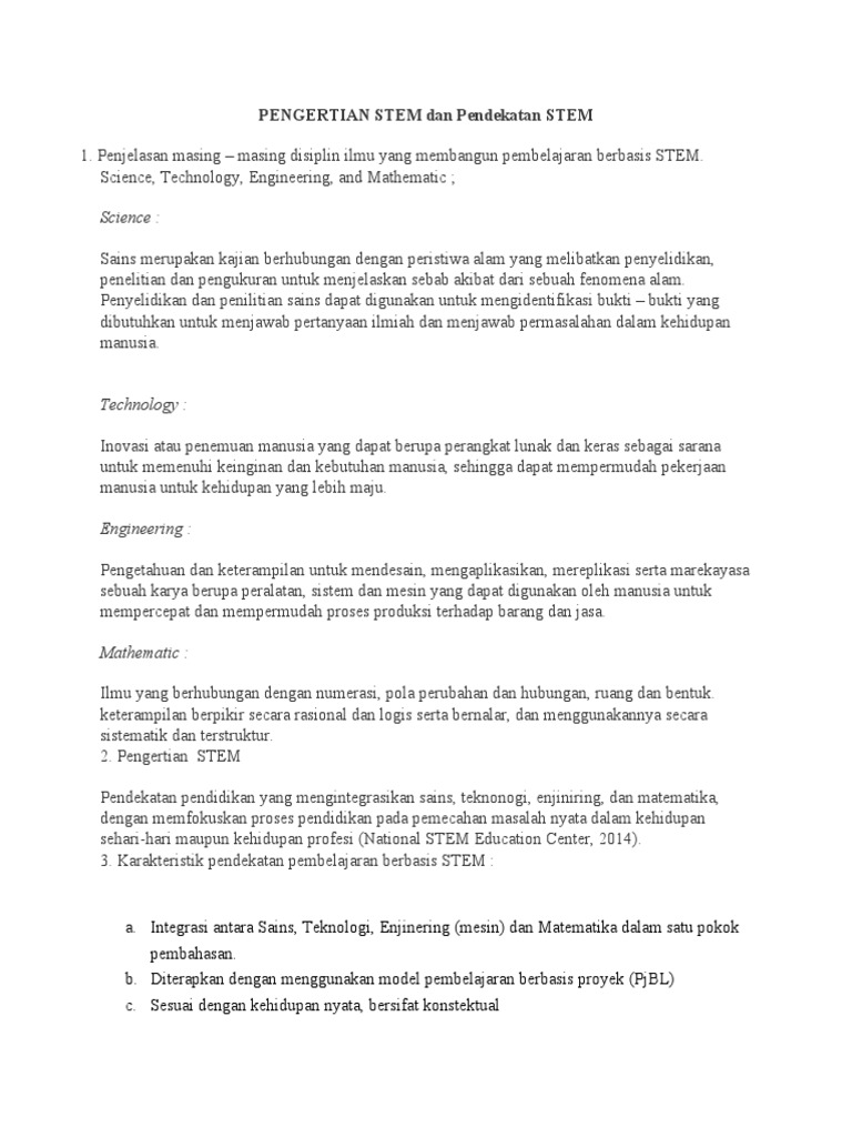 PENGERTIAN STEM Dan Pendekatan STEM | PDF