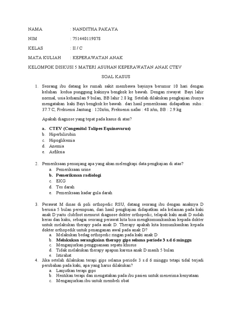 Asuhan Keperawatan CTEV pada Anak | PDF | Sains & Matematika