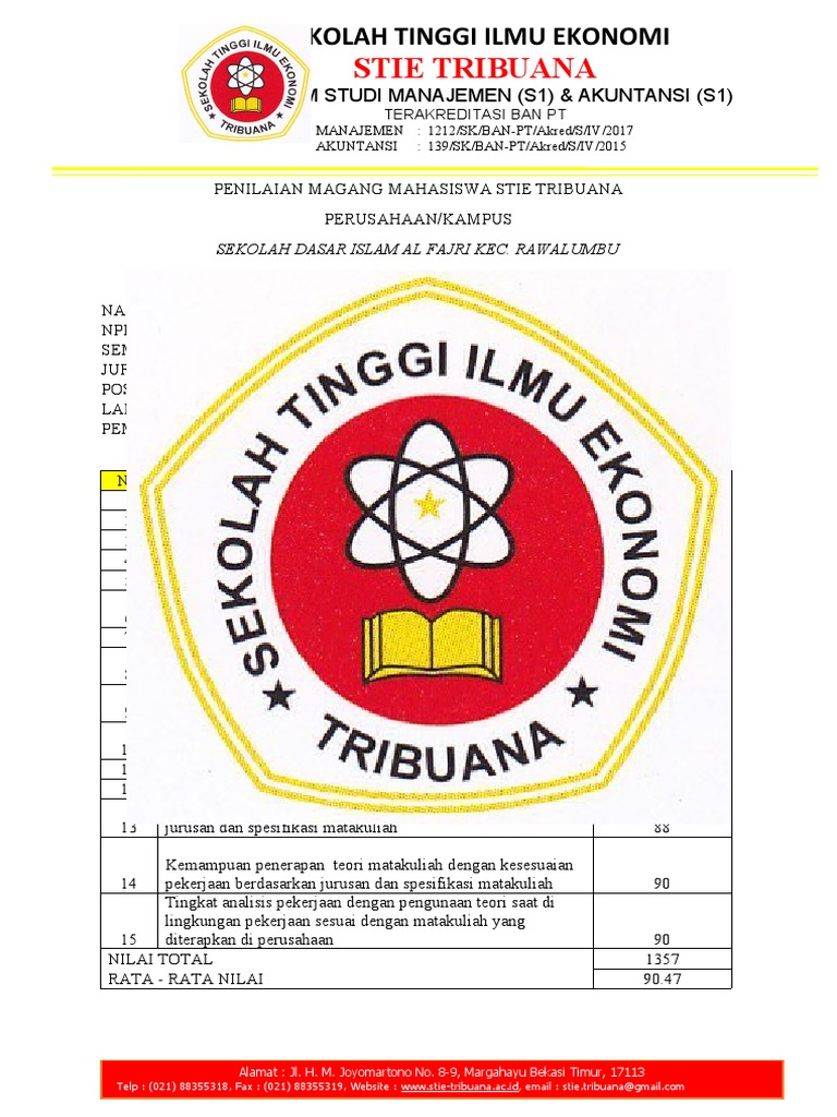 Form Penilaian Magang PT Semester 5 | PDF
