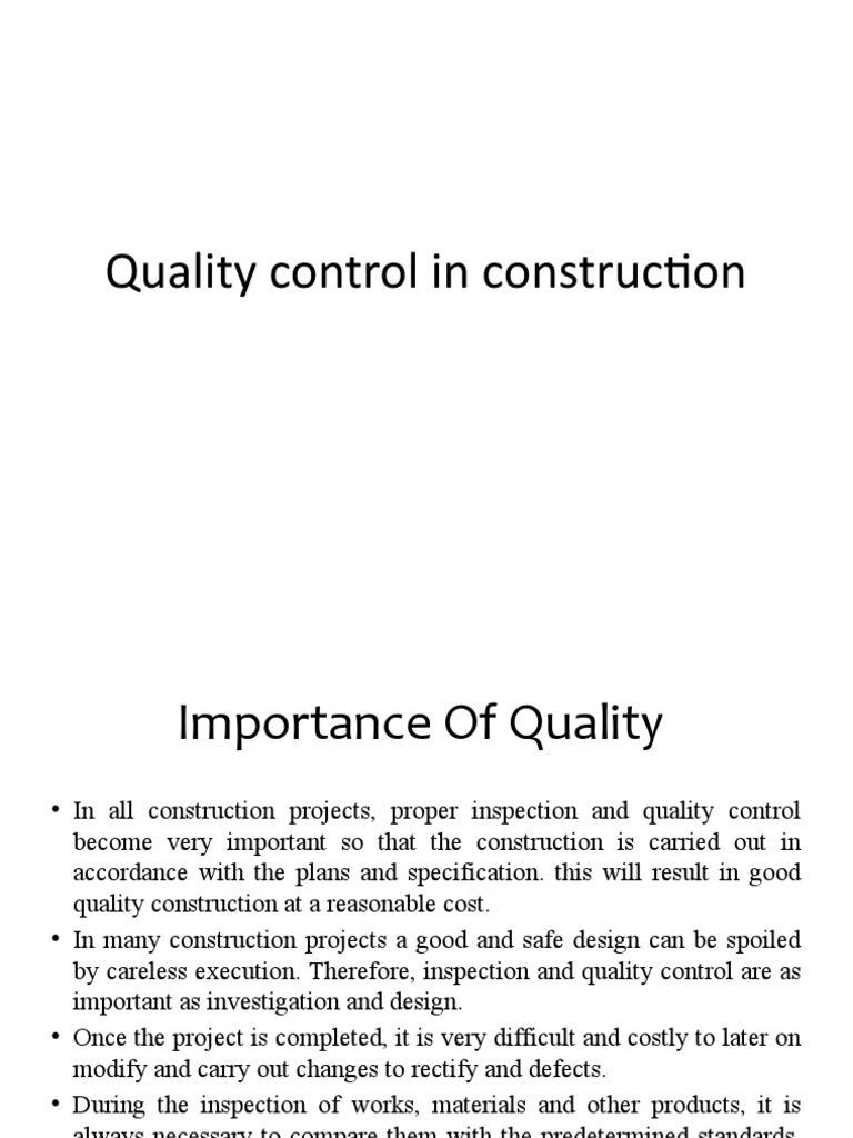Quality Control in Construction Projects | PDF | Engineering Tolerance ...