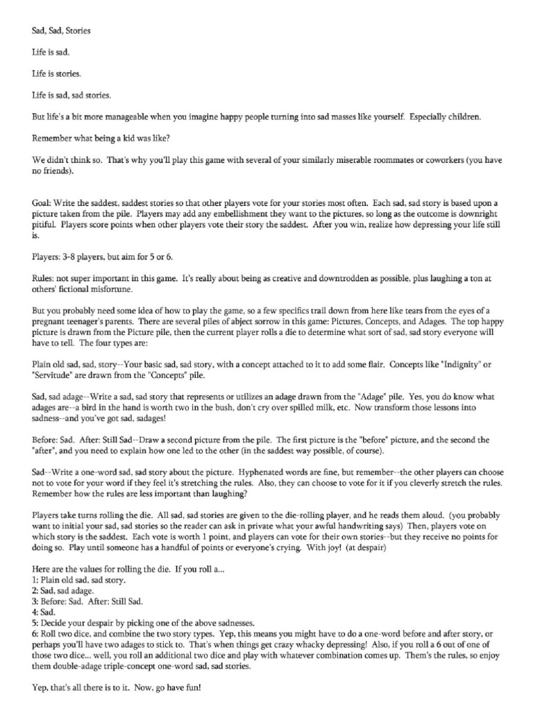 Sad Sad Stories | PDF