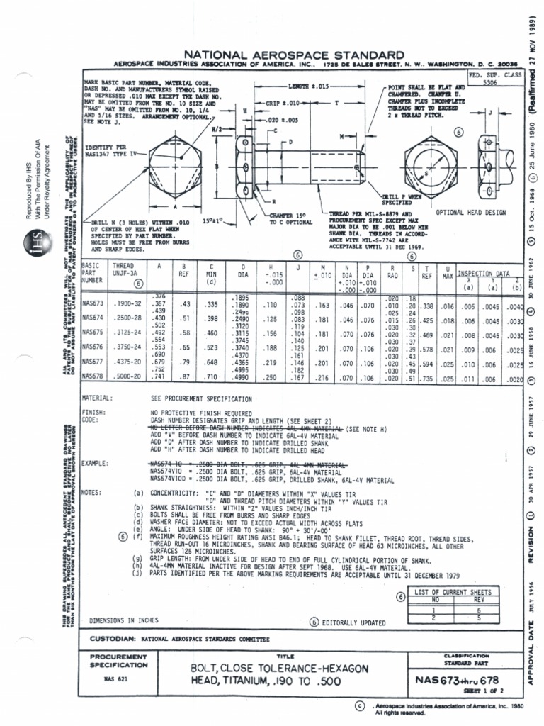 NAS Bolt Specifications Overview | PDF