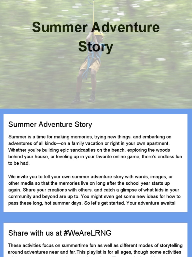 Summer Adventure Story Ideas for Kids | PDF | Birdwatching | Cadaver